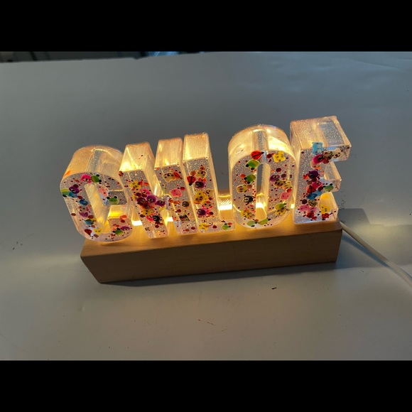 Hand Crafted | Accents | Resin Custom Name Sign Wlight Up Wood Display ...